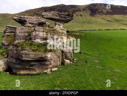 The Bunnet Stane (or bonnet stone) rock formation, near Gateside Fife ...