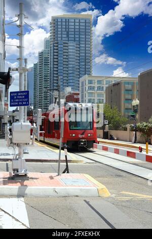 The MTS - Metropolitan Transit System trolly light rail transit train ...
