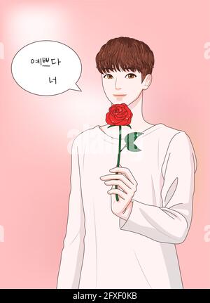 webtoon cartoon style charcter advertising beaty product with speech ...
