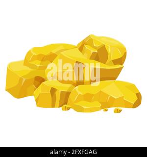 Gold nugget, mineral boulder in cartoon style isolated on white ...