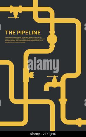 Pipeline infographic concept with blue and white colors. Water or gas ...