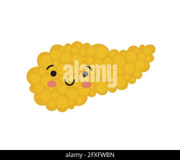 Pancreas kawaii healthy character with smile. Drawing of a healthy ...