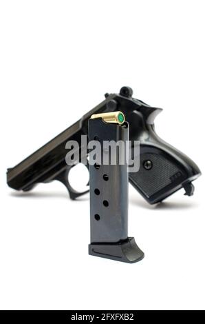 pistol shop on the background of a pistol Stock Photo - Alamy