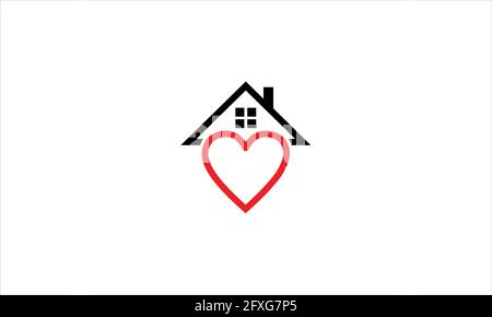 Heart shape with house icon. Vector Heart icon. Black home icon. Love ...