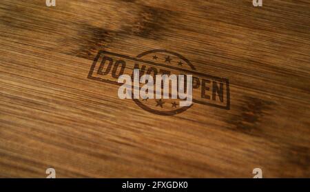 Do not open stamp printed on wooden box. secret and confidential, box ...
