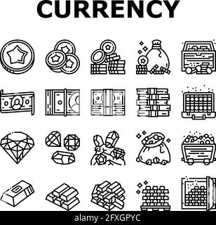 Currency Video Games Collection Icons Set Vector Stock Vector Image ...