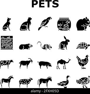 Animal glyph icon set, beast symbols collection, vector sketches, logo ...
