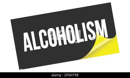 ALCOHOLISM text written on black grungy zig zag borders round stamp ...