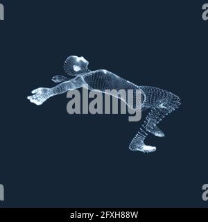 3d Man Slipping and Falling. Silhouette of a Man Fallen Down. 3D Model ...