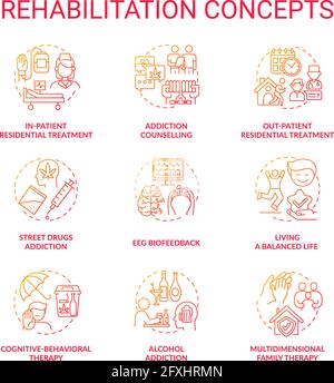 Rehabilitation line icons collection. Recovery, Healing, Therapy ...