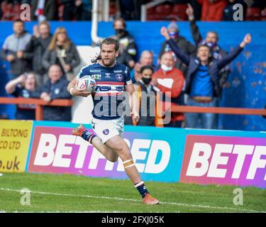 Wakefield Trinity's Liam Kay scores their side's sixth try during the ...