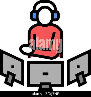 dispatcher controlling flight way color icon vector illustration Stock ...