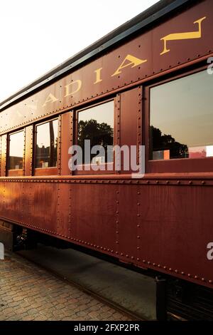 Railway carriage in the livery of the Canadian Pacific Railway in ...