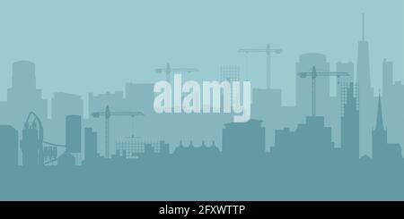 Abstract Industrial Skyline. Panoramic Industrial Construction ...