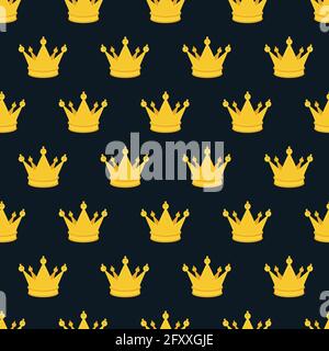 Seamless gold black, dark blue crown pattern background Stock Vector ...