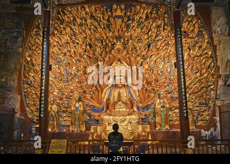 Chongqing, China. 26th May, 2021. The stone carvings of Thousand Hands ...