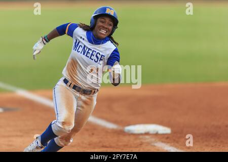 McNeese State Jil Poullard (21) slides during an NCAA softball game ...