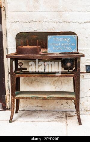 Center Point, Texas, USA. April 14, 2021. Antique brass. post office ...