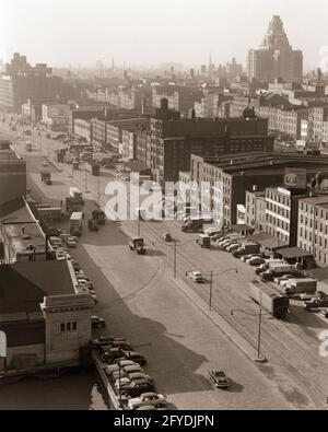 1950s AERIAL OF PHILADELPHIA PENNSYLVANIA USA LOOKING NORTHEAST FROM ...