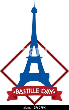eiffel tower and bastille day icon set over white background, line ...