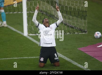 Jo do Corinthians celebrates his goal, the second, during a match ...