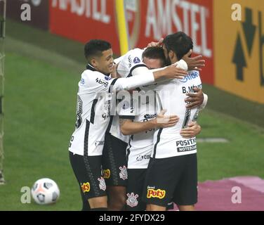 Jo do Corinthians celebrates his goal, the second, during a match ...