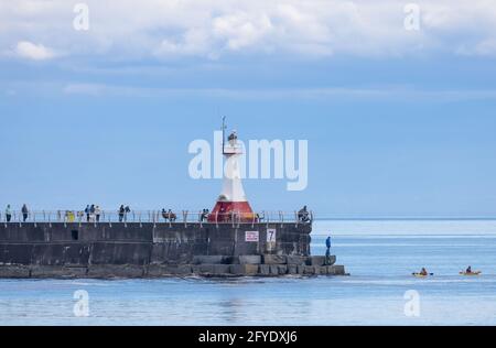 Ogden Point Lighthouse, a popular walkway and destination in Victoria ...
