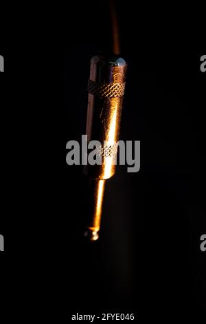 Macro Closeup of Metal Quarter Inch Connector End of Microphone Cable ...