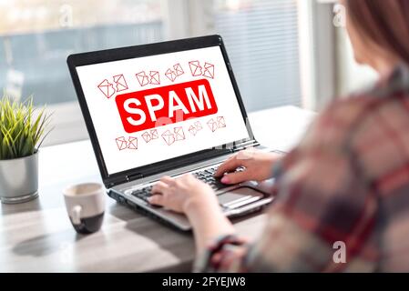 Laptop screen displaying a spam concept Stock Photo - Alamy