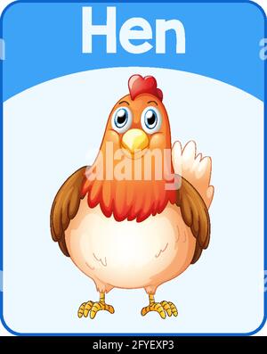 Vocabulary flashcard with word Hen illustration Stock Vector Image ...