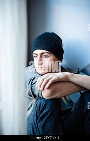 Sad young man, France Stock Photo - Alamy