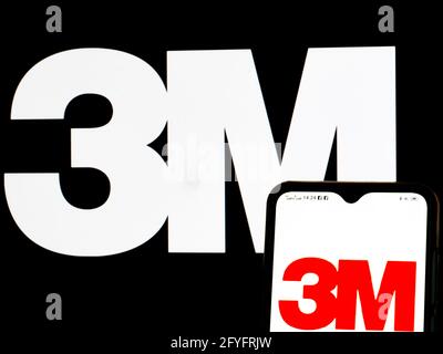 In this photo illustration a 3M logo seen displayed on a smartphone ...
