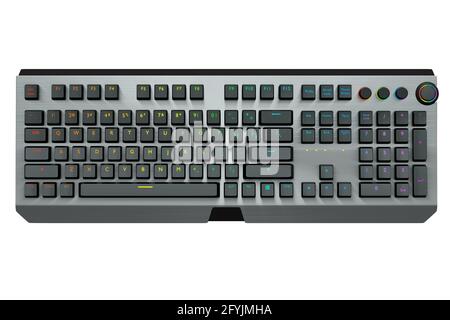 Black computer keyboard with rgb colors isolated on white background ...