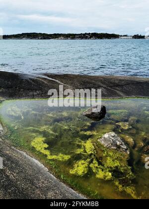 The rocky coast landscape of southern Norway with an ocean view in ...