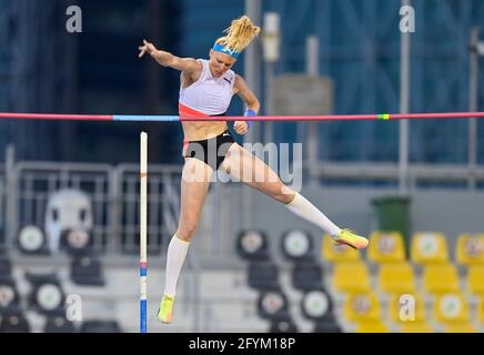 Sandi Morris, of the United States, competes during the women's pole ...