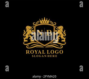 NB Letter Lion Royal Luxury Heraldic,Crest Logo template in vector art ...