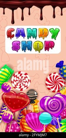 Kids Menu Candy, sweet different bonbon, lollipops,chocolate, jelly ...