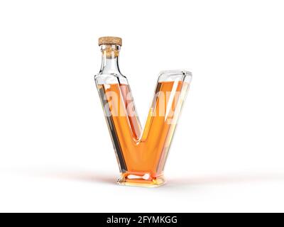 Letter B shaped bottle with whisky inside. 3d illustration, suitable ...