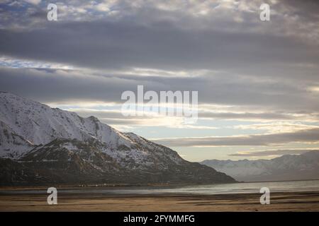Beautiful shot of the Great Salt Lake at sunset Stock Photo - Alamy