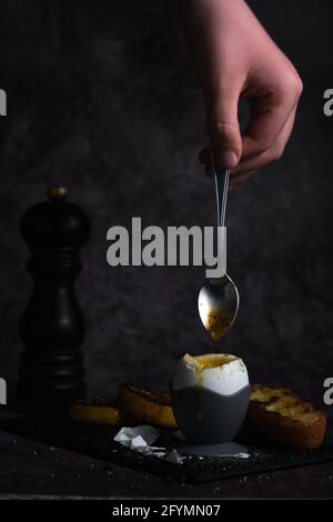 soft-boiled egg on a stand Stock Photo - Alamy