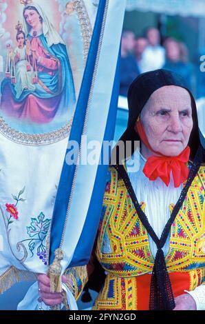 Italy, Sardinia, village of Desulo, procession of Corpus Domini Stock ...