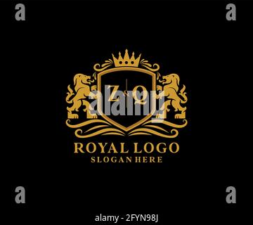 ZQ Letter Lion Royal Luxury Logo template in vector art for Restaurant ...
