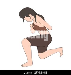 Cartoon woman in the servant pose illustrated on white background Stock ...