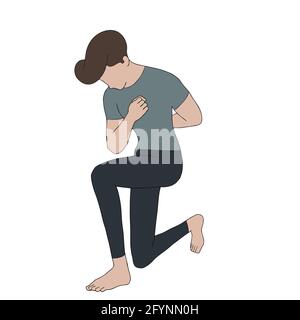 Cartoon man in the servant pose illustrated on white background Stock ...