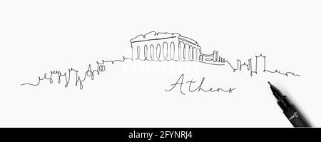 Athens Greece city skyline silhouette. Vector illustration Stock Vector ...