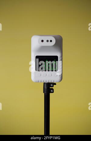 Closeup shot of thermometer scanner, Automatic thermometer for checking ...