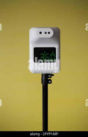 Closeup shot of thermometer scanner, Automatic thermometer for checking ...