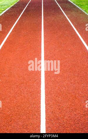Straight running track, race track, sprint track, markings, red, green ...