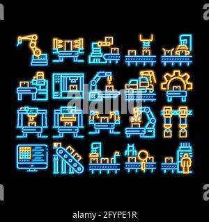manufacturing machine operator neon glow icon illustration Stock Vector ...
