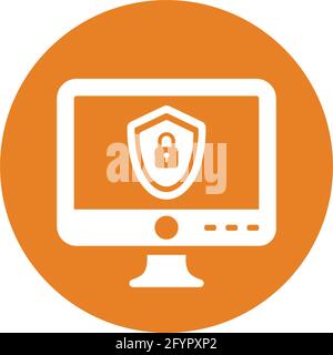 Computer, PC protection, web security icon. . Beautiful design and ...